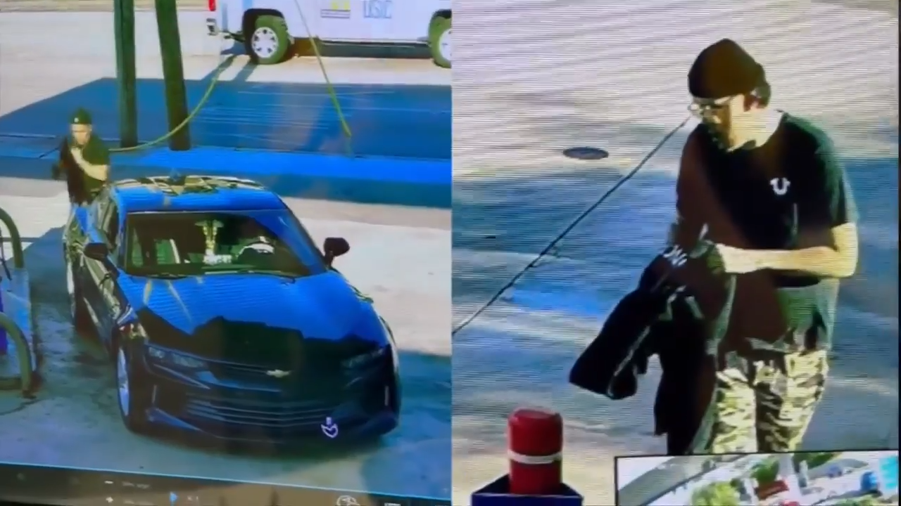 Surveillance captures man stealing unlocked car at gas station in Miami ...