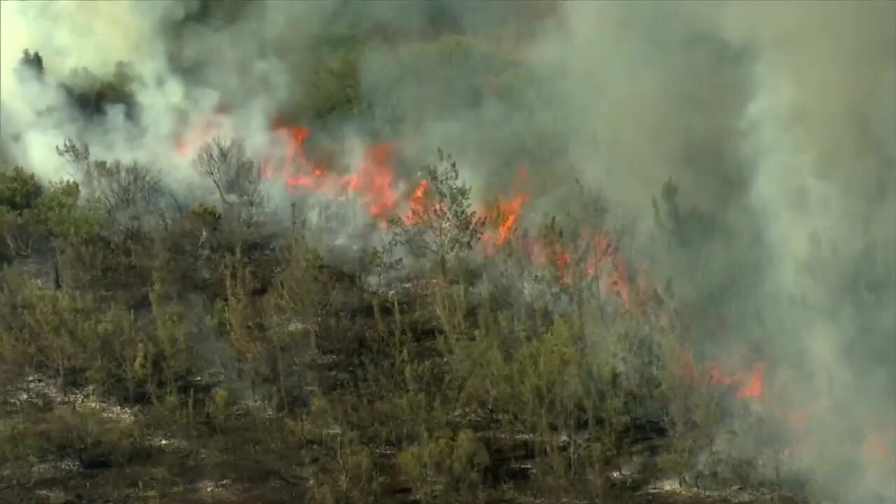 Brush fire, smoky conditions shut down road leading in and out of ...
