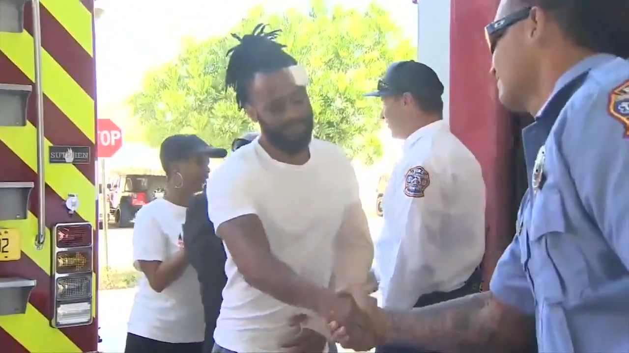 Man reunites with first responders who helped save his life after crash ...
