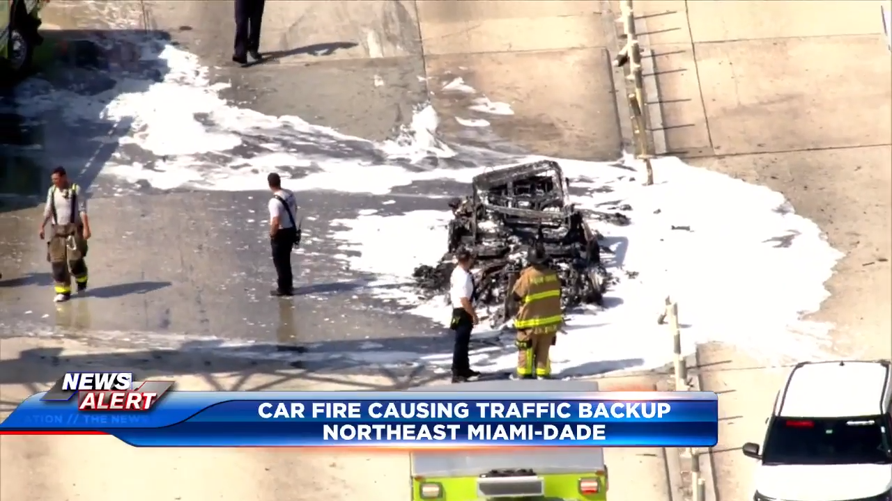 No injuries reported after car erupts in flames on SB I-95 in NE Miami ...