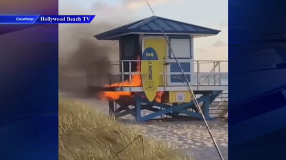 Lifeguard tower at Hollywood’s Dog Beach catches fire; no injuries ...