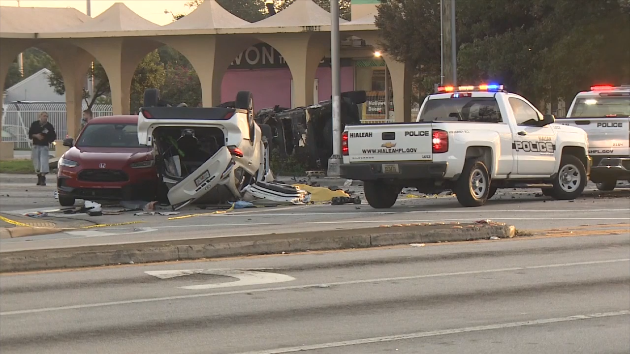 1 dead after three-vehicle crash in Hialeah - WSVN 7News | Miami News, Weather, Sports | Fort ...