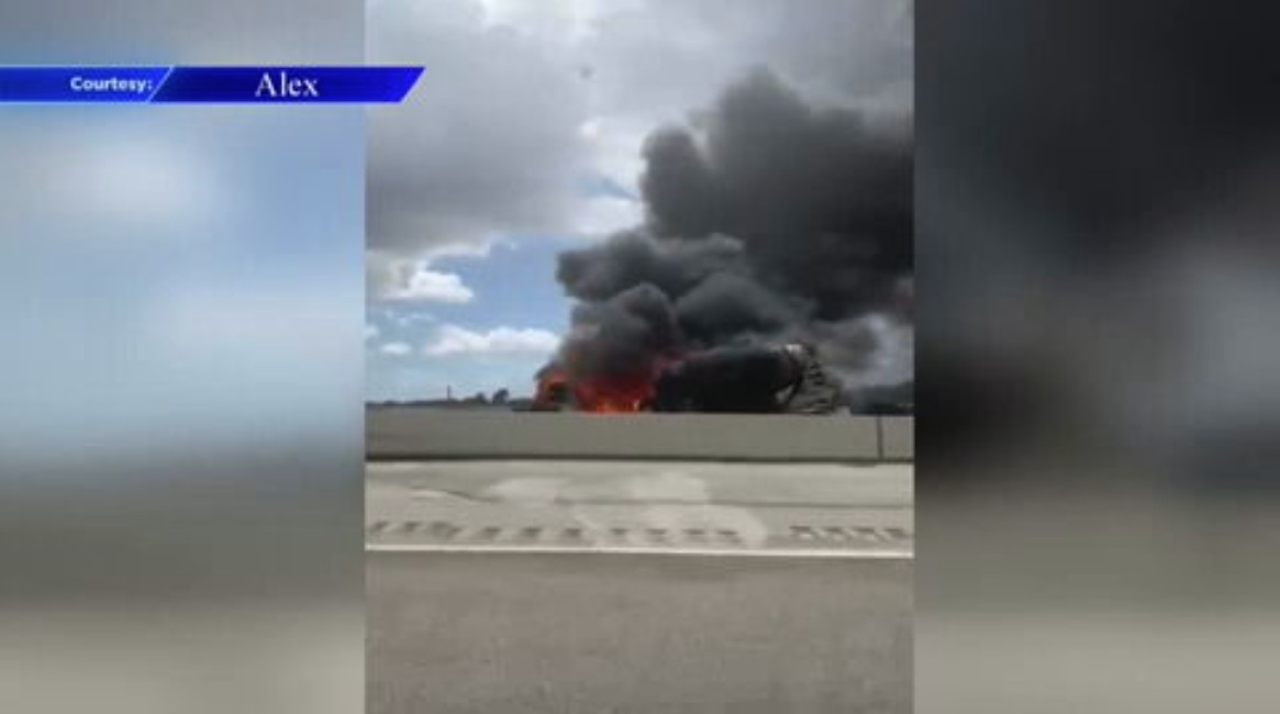 Cement truck catches fire on Dolphin Expressway near Palmetto; no ...