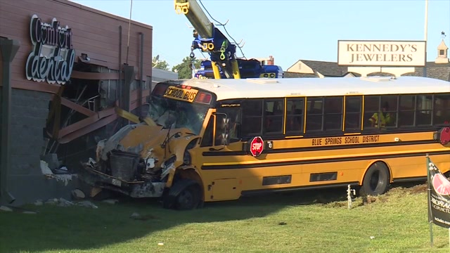 4 taken to hospital after school bus slams into dental office near ...