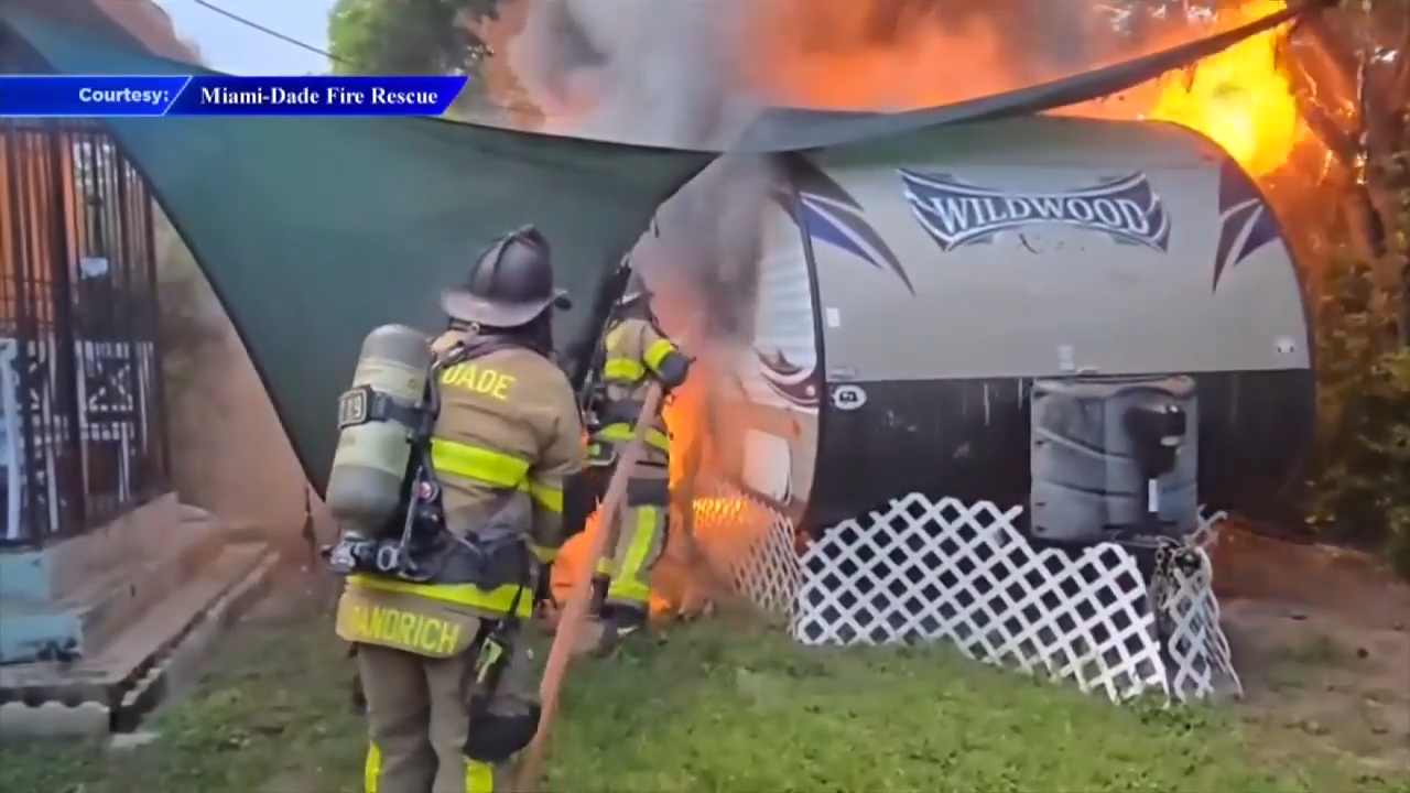 Crews put out camper fire in North Miami; no injuries reported - WSVN ...