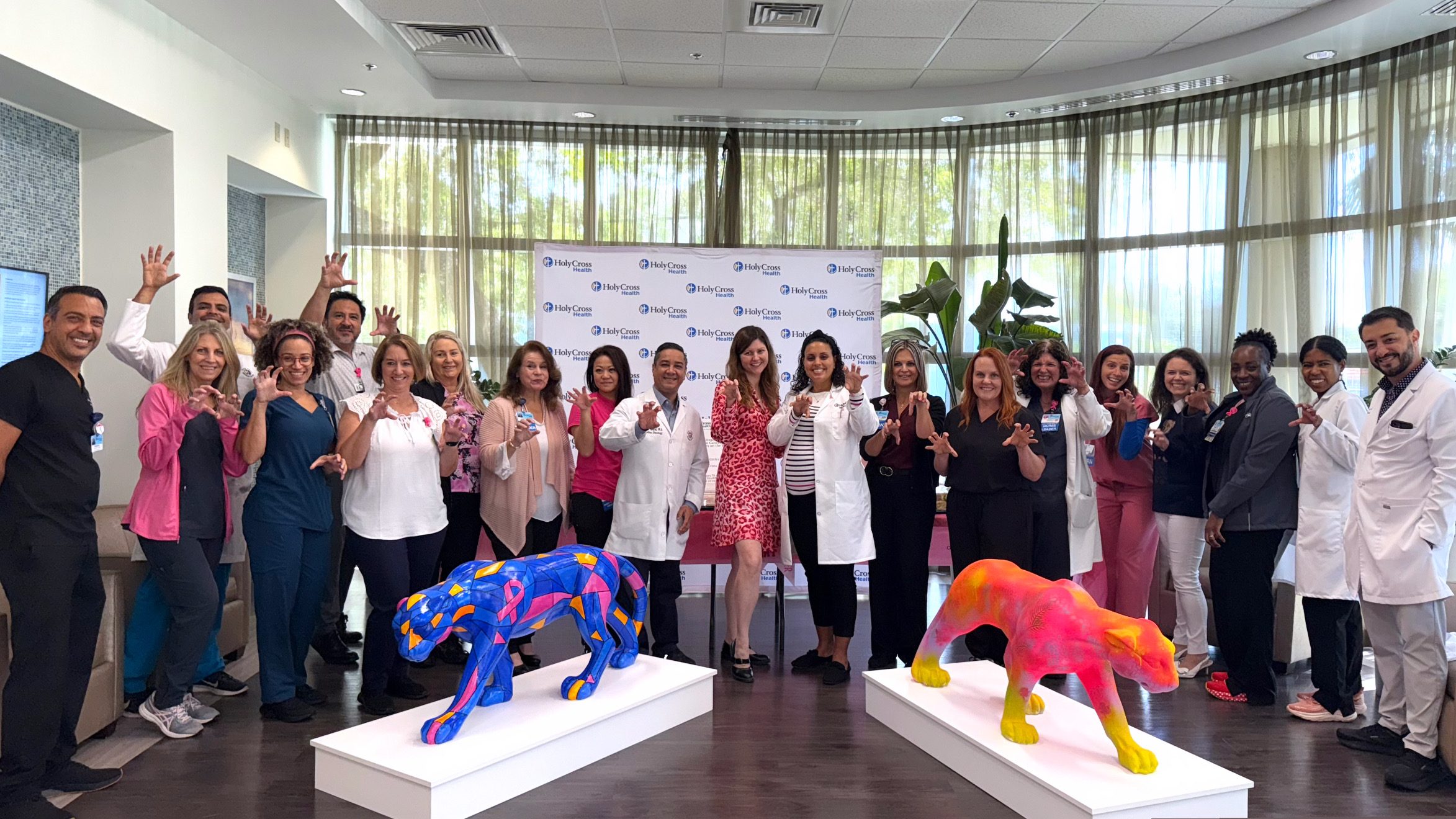 Holy Cross Health unveils painted panther sculptures to support cancer ...