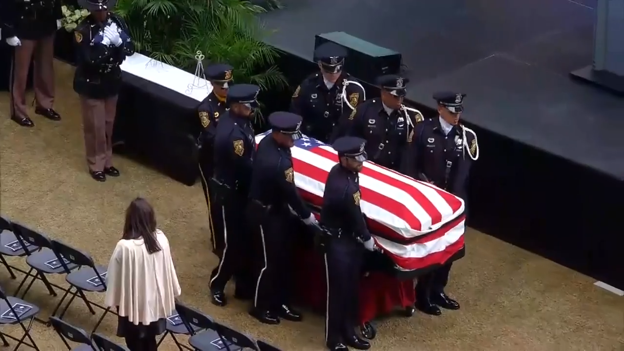 Memorial service for fallen Miami Beach sergeant held at Hard Rock Stadium after procession ...