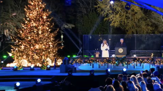 Melania Trump lights the National Christmas Tree after president counts ...