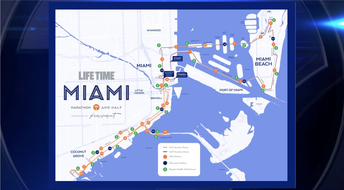 Police announce road closures ahead of 2026 Life Time Miami Marathon ...