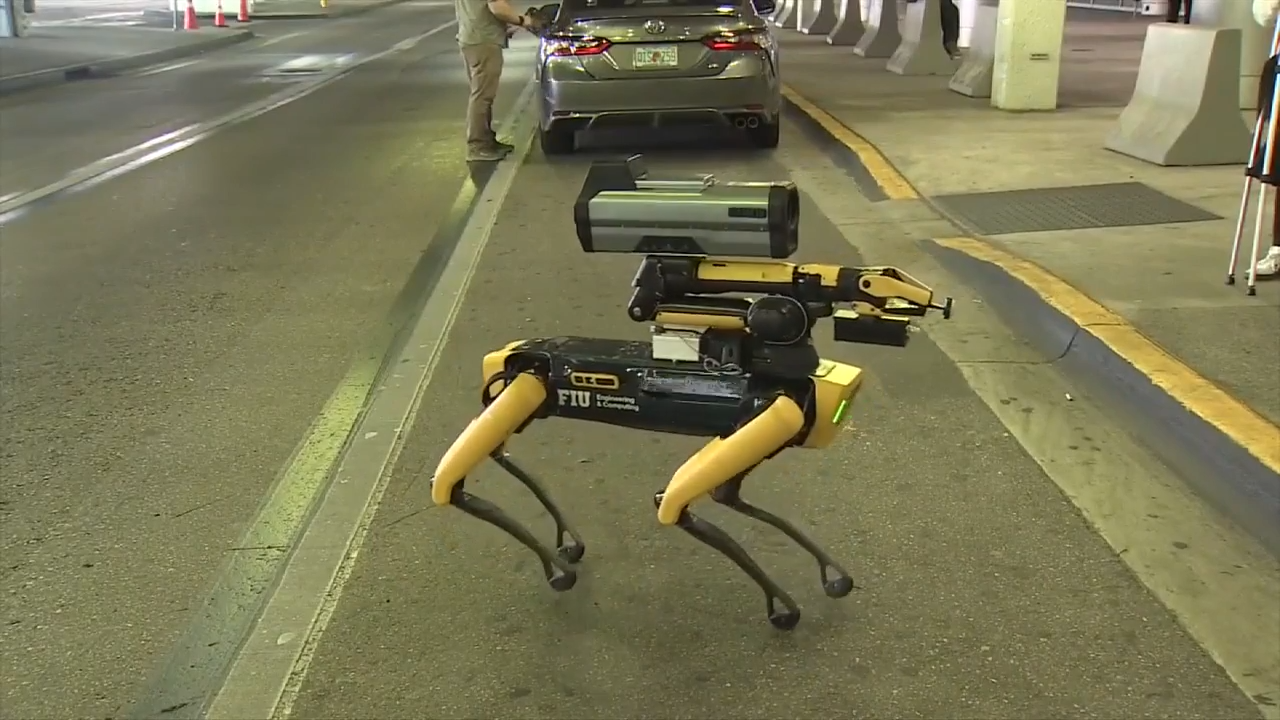 FIU debuts robotic dog at MIA that can quickly detect possible threats ...