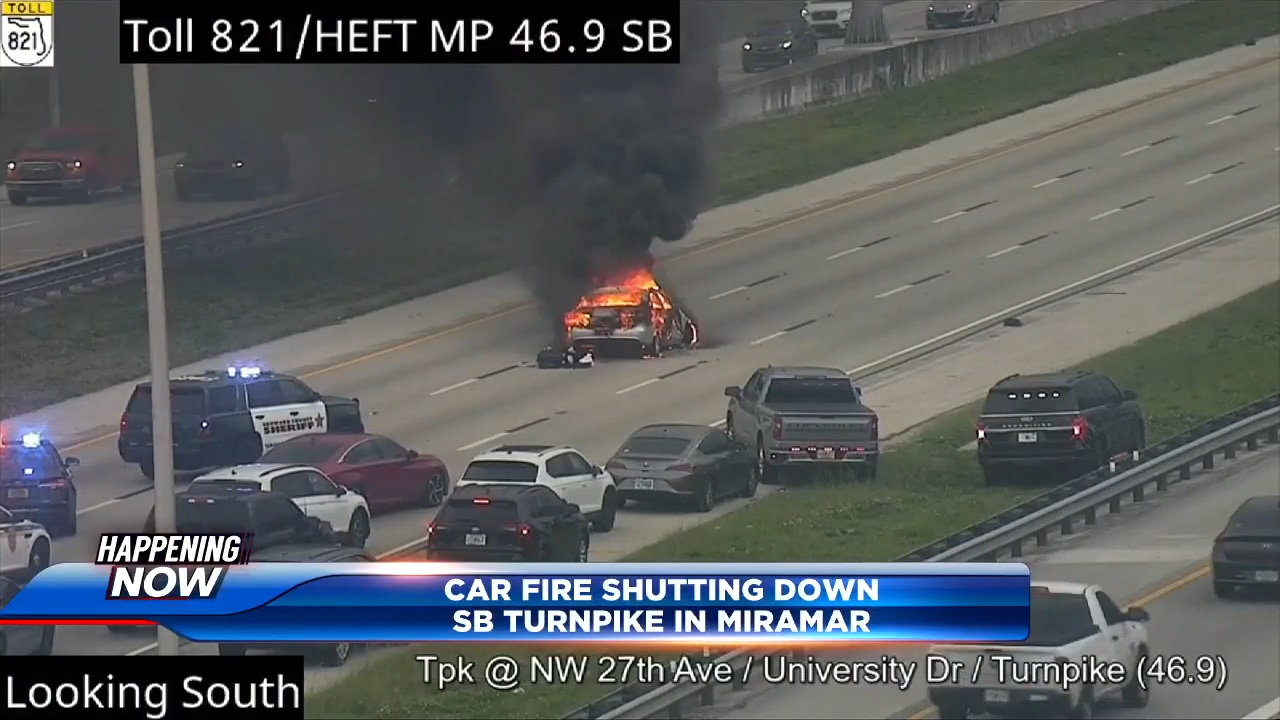 Authorities reopen SB lanes of Turnpike after car catches fire near ...
