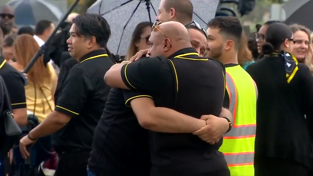 Former Spirit Airlines employees gather in solidarity in front of now ...
