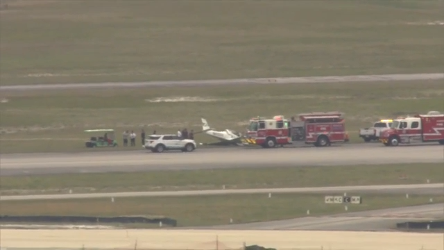 Pilot, trainee OK after small plane skids off runway while landing at ...
